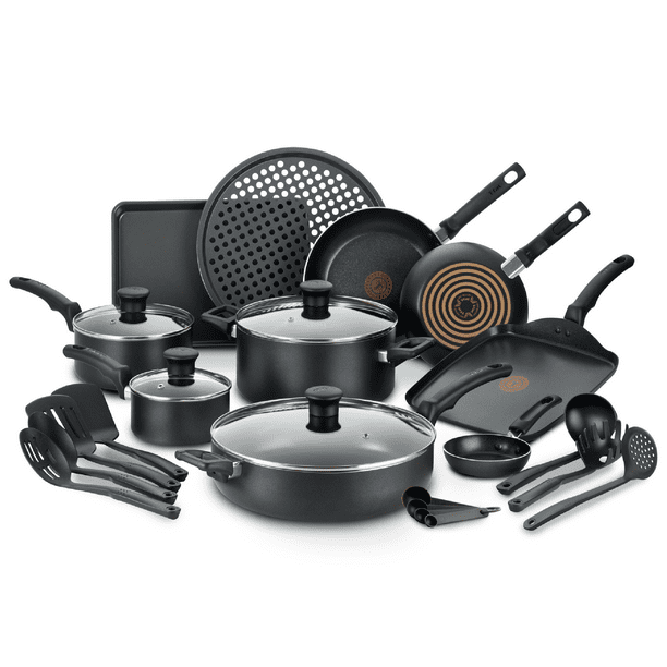 T-fal Kitchen Solutions 22-Piece Nonstick Cookware Set, Thermospot ...