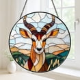 Antelope Glass Window Decor, Savannah Inspired Suncatcher Hanging Art ...