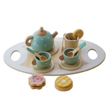 OSLINE Wooden Tea Set for Toddlers,Pretend Play Kids Toys for Girls ...