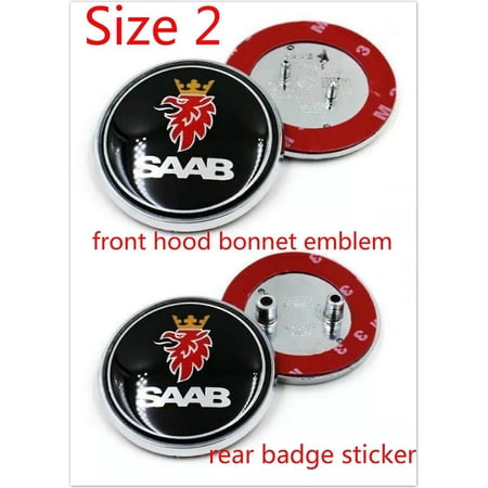 68mm Blue Black Saab Car Front Hood Bonnet Emblem Rear Badge Sticker ...