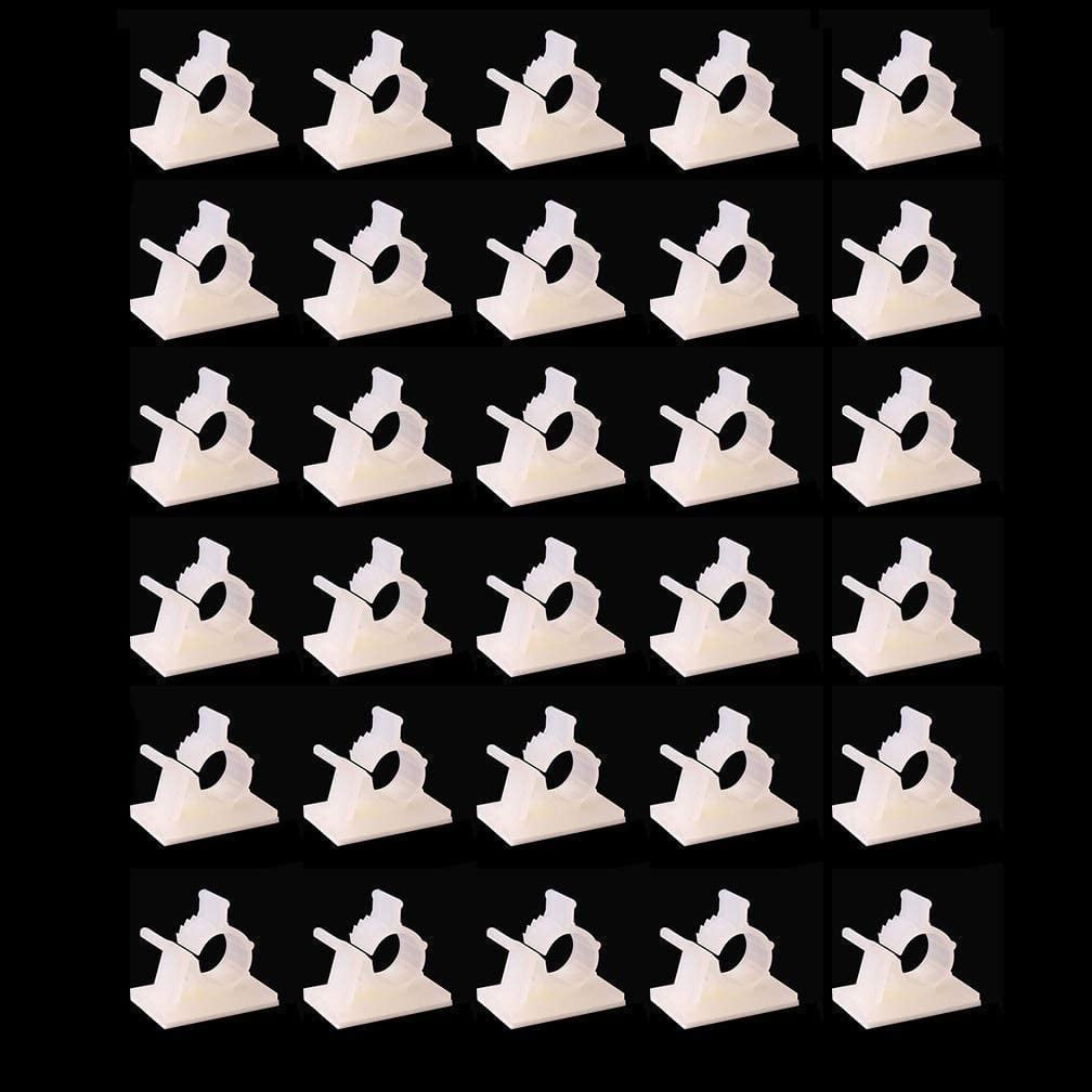 30 Pieces White Cable Clips Adjustable Self-Adhesive Nylon Wire Clips ...
