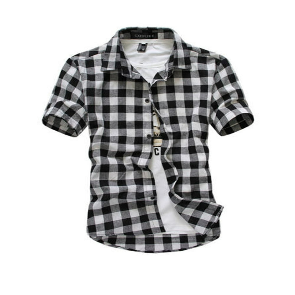 Click here for Generic Men Summer Plaid Shirt Checkered Shirts Sh... prices
