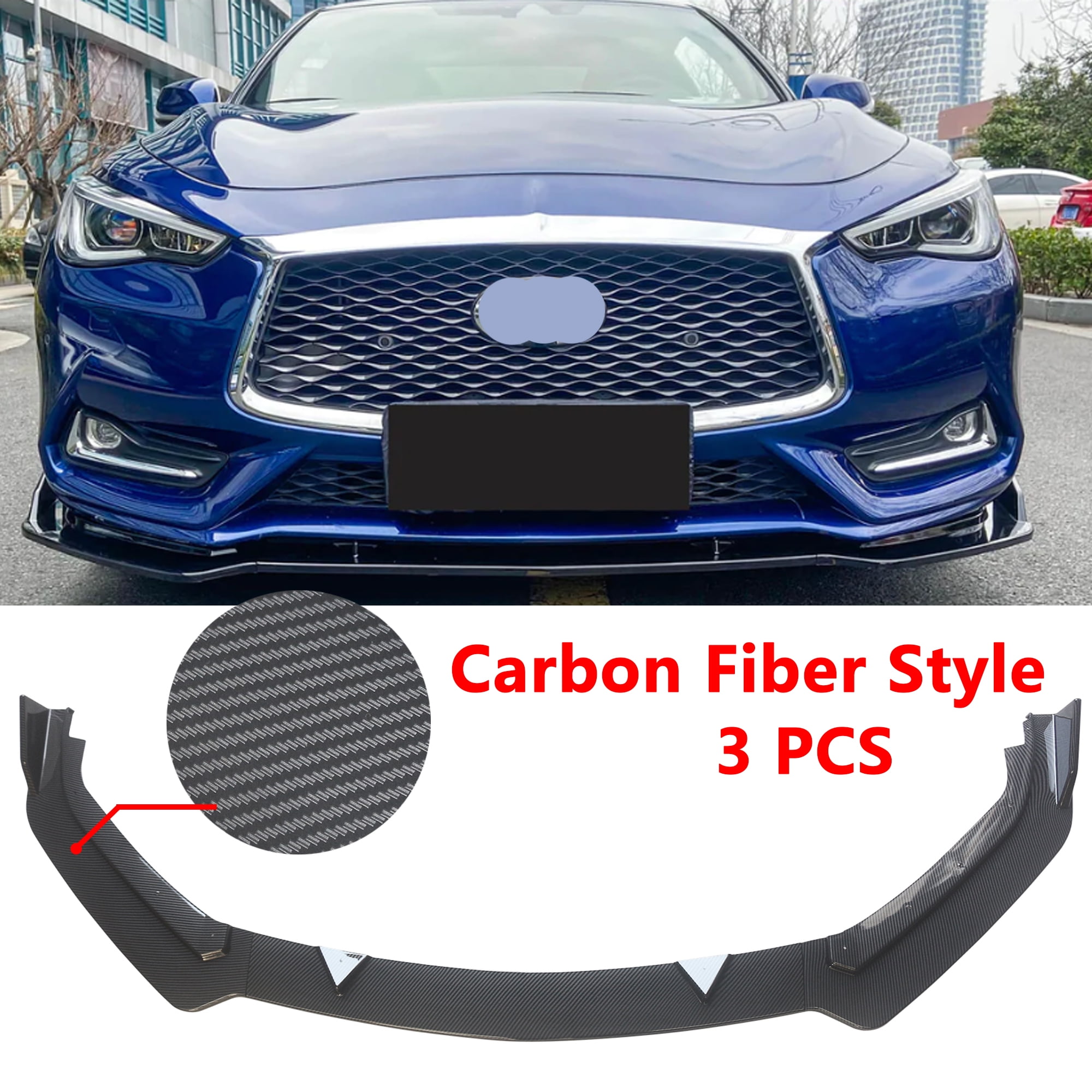 NINTE Front Bumper Lip for 2017-2023 Infiniti Q60 Carbon Fiber Style ...