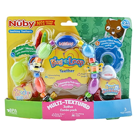 Nuby Bug-a-Loop Multi-Textured Baby Teether, 3 Pack – BrickSeek
