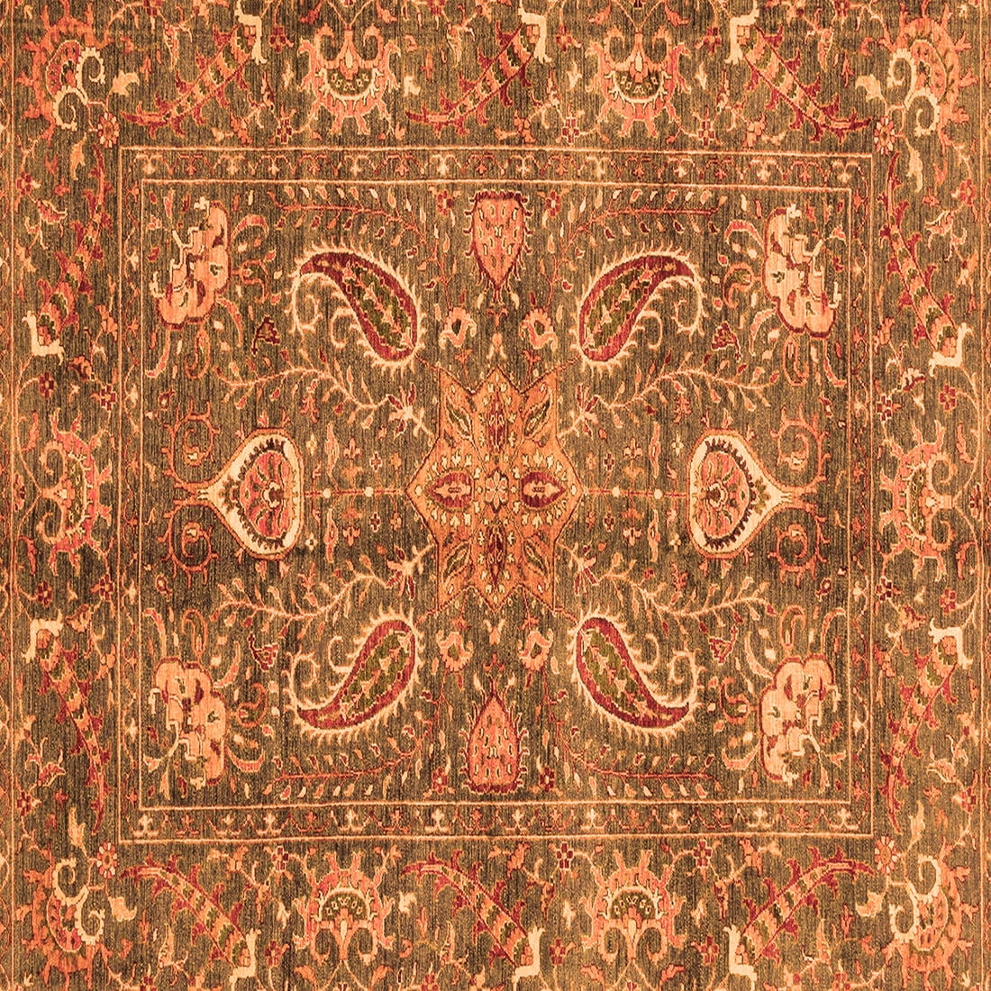 Ahgly Company Indoor Square Oriental Orange Traditional Area Rugs, 6 ...