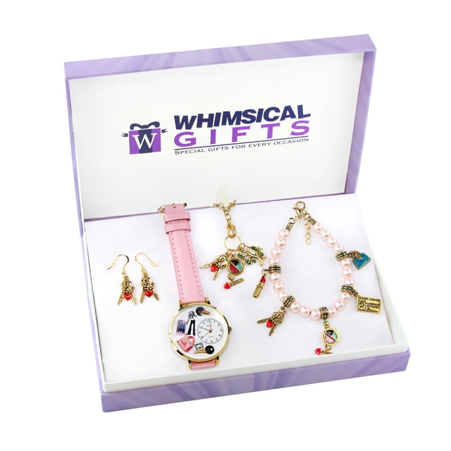 Teen Girl Gold 4-piece Watch-Bracelet-Necklace-Earrings Jewelry Set ...