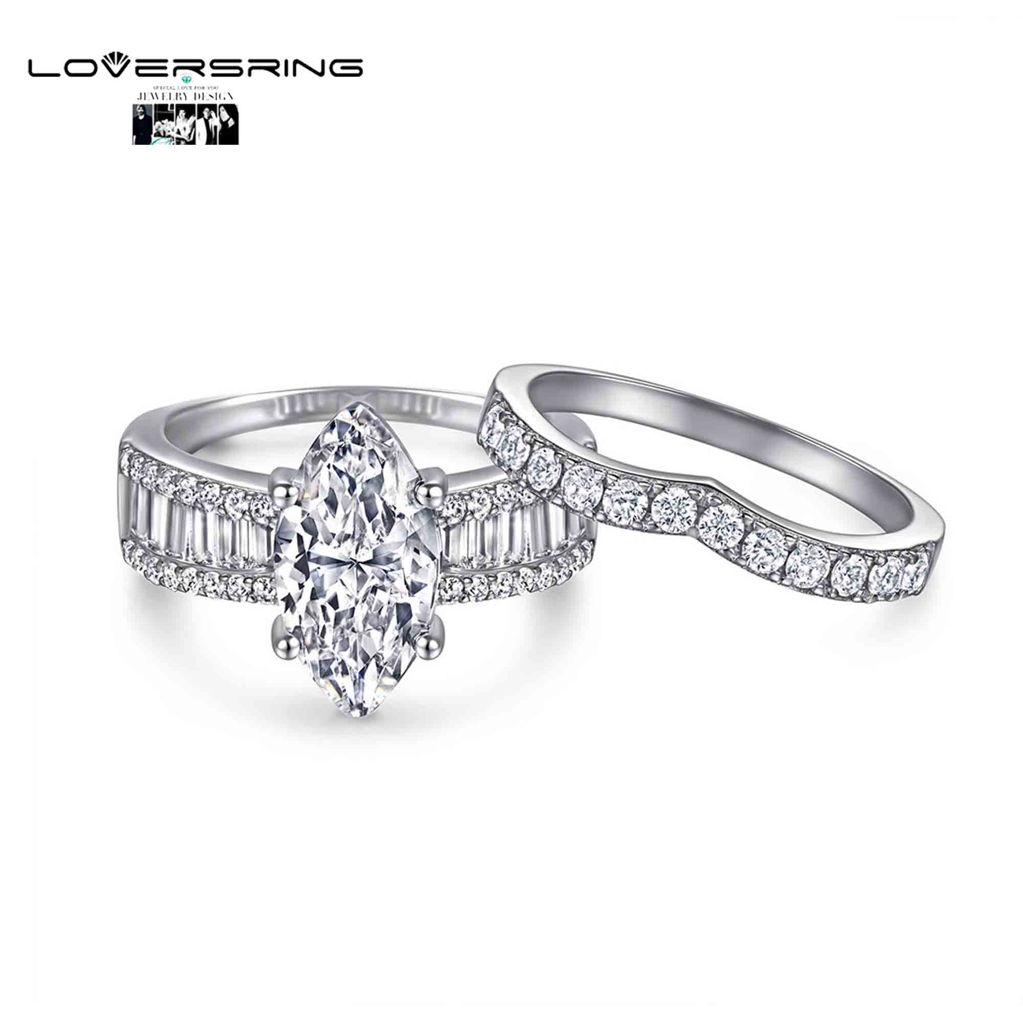 Buy Wedding Ring Sets His And Hers Couples Women and men S925 Sterling ...