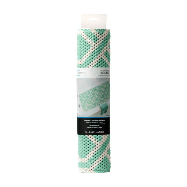 Mainstays Mint Green Fretwork Cushioned Foam Bath Mat, 17 in. x 36 in ...