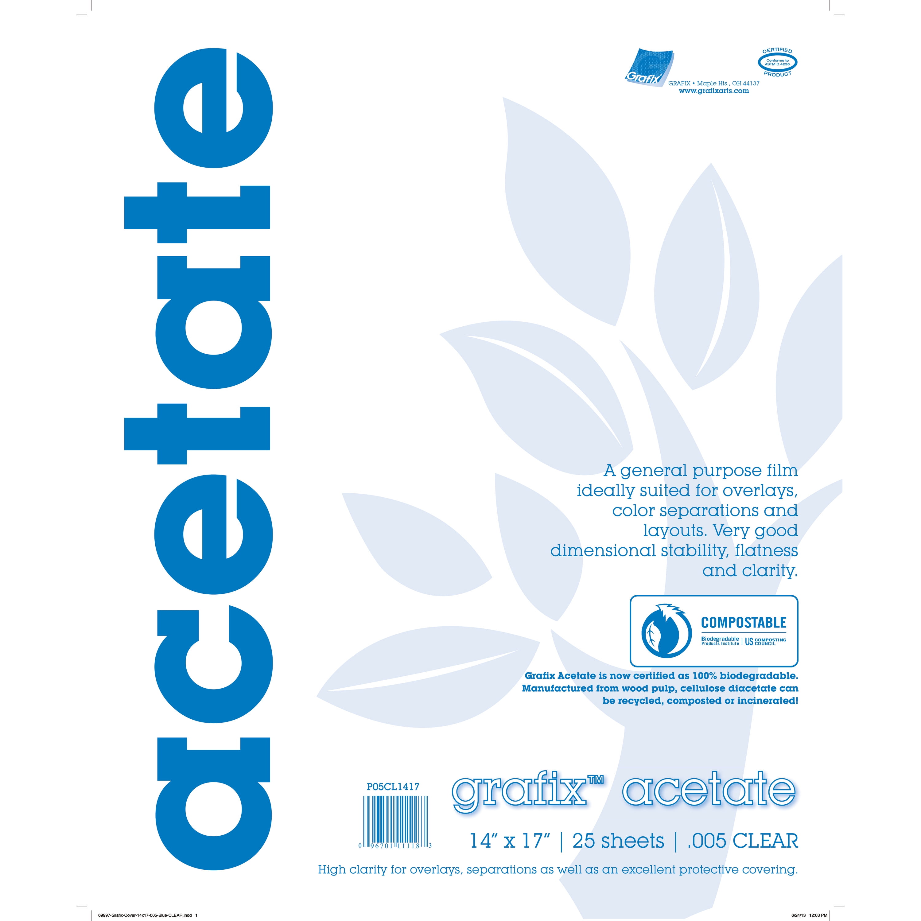 Grafix Clear Acetate Film, .005mm,14" x 17" - Walmart.com - Walmart.com