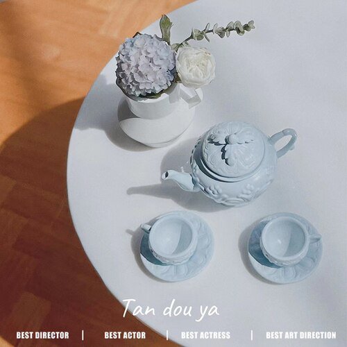 1/6 Doll House Model Furniture Accessories Mini Model Carved Relief Tea ...