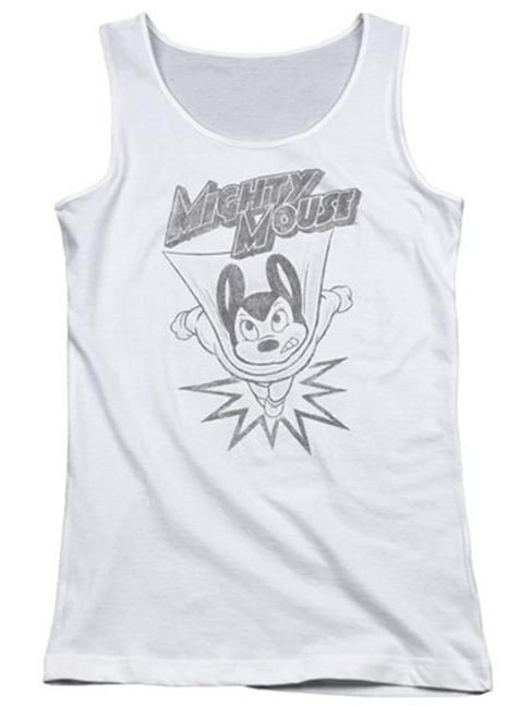 Trevco Mighty Mouse-Bursting Out - Juniors Tank Top - White, Extra ...
