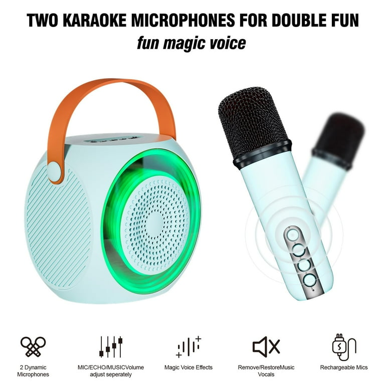 Portable Karaoke System LED Lights Kids Karaoke Machine With Wireless ...