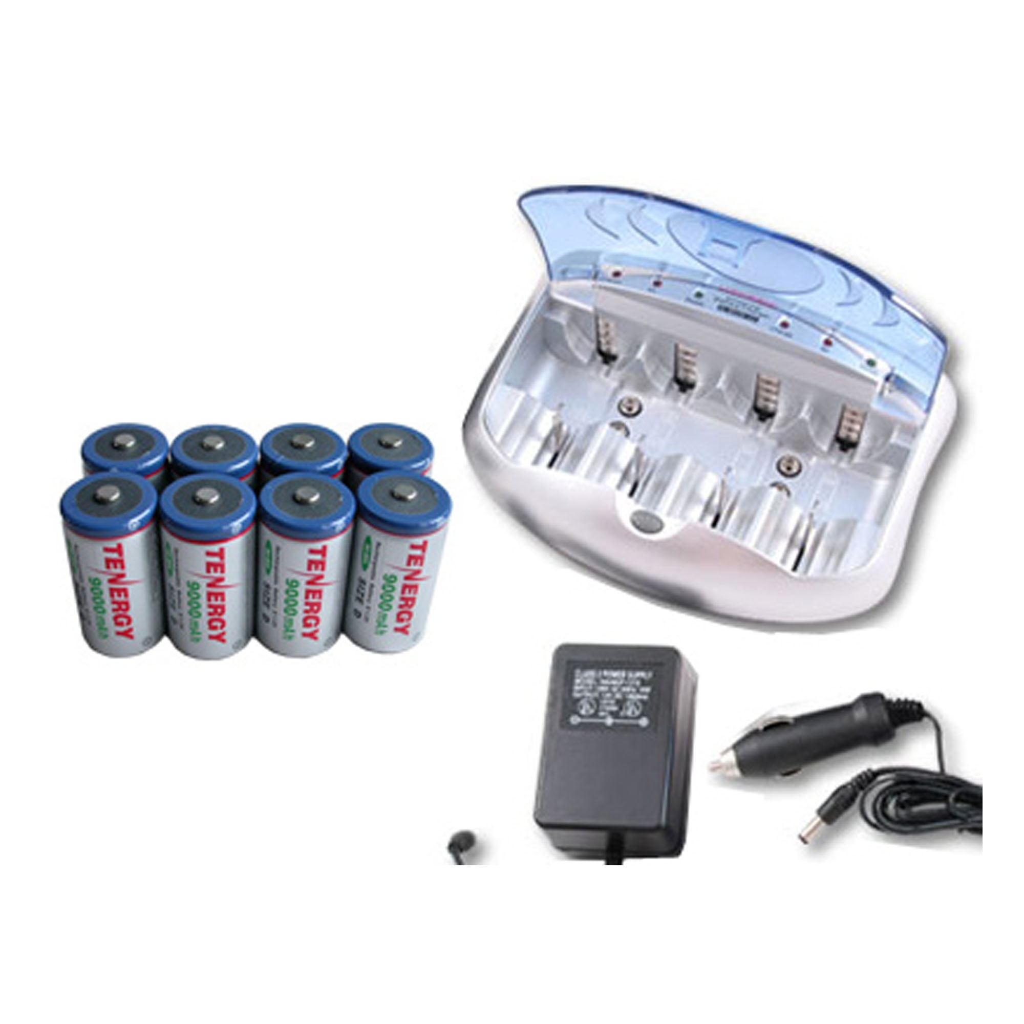 V-2299 Universal Smart Charger + 8 D Tenergy NiMH Batteries (10000 mAh ...
