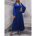 Blue Lantern Sleeve Ruched Waist High-Slit Maxi Dress For Women ...