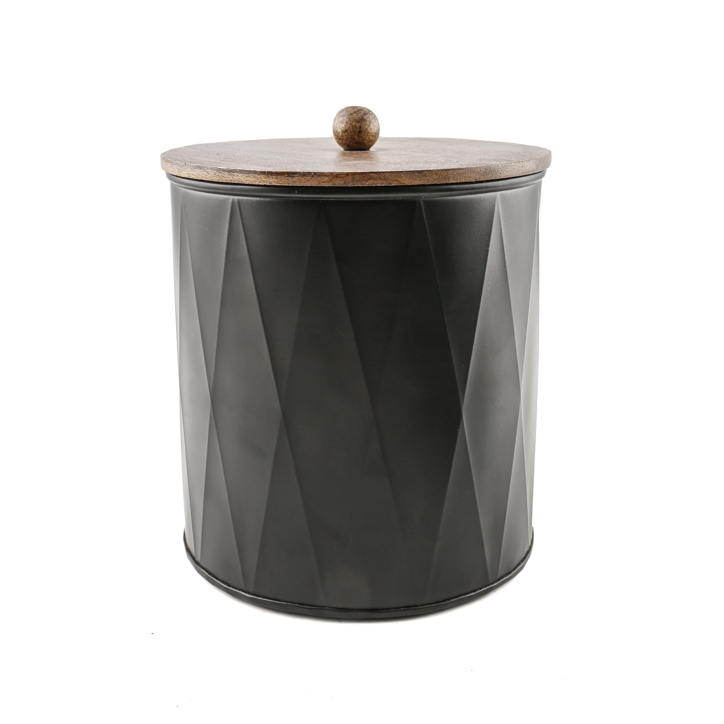 Small Black Faceted Metal Canister w/Dark Walnut Lid - Walmart.com