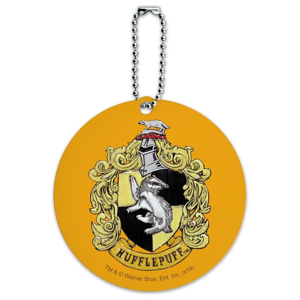 Harry Potter Hufflepuff Painted Crest Round Luggage ID Tag Card ...