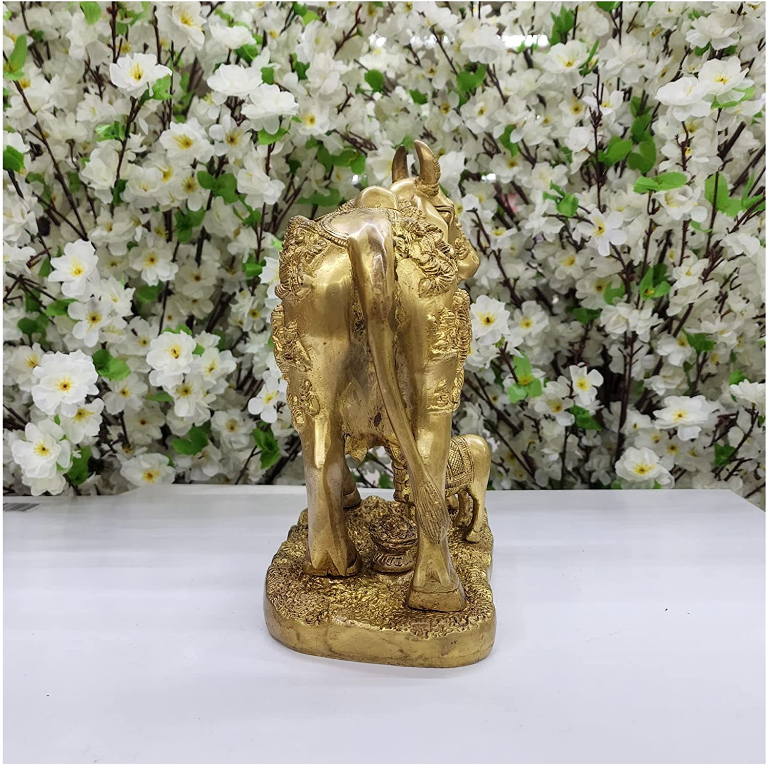 Buy Kamdhenu Statue Kamdhenu Cow with Calf Statue in Brass Large Cow ...