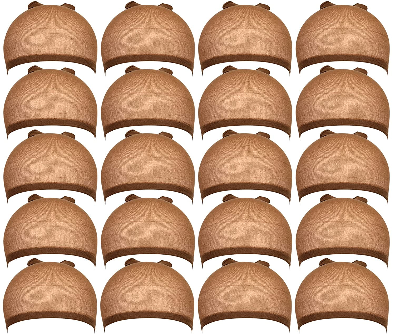 20 Pack Brown Stocking Cap Stretchy Nylon Wig Caps, Skin Tone Stocking ...