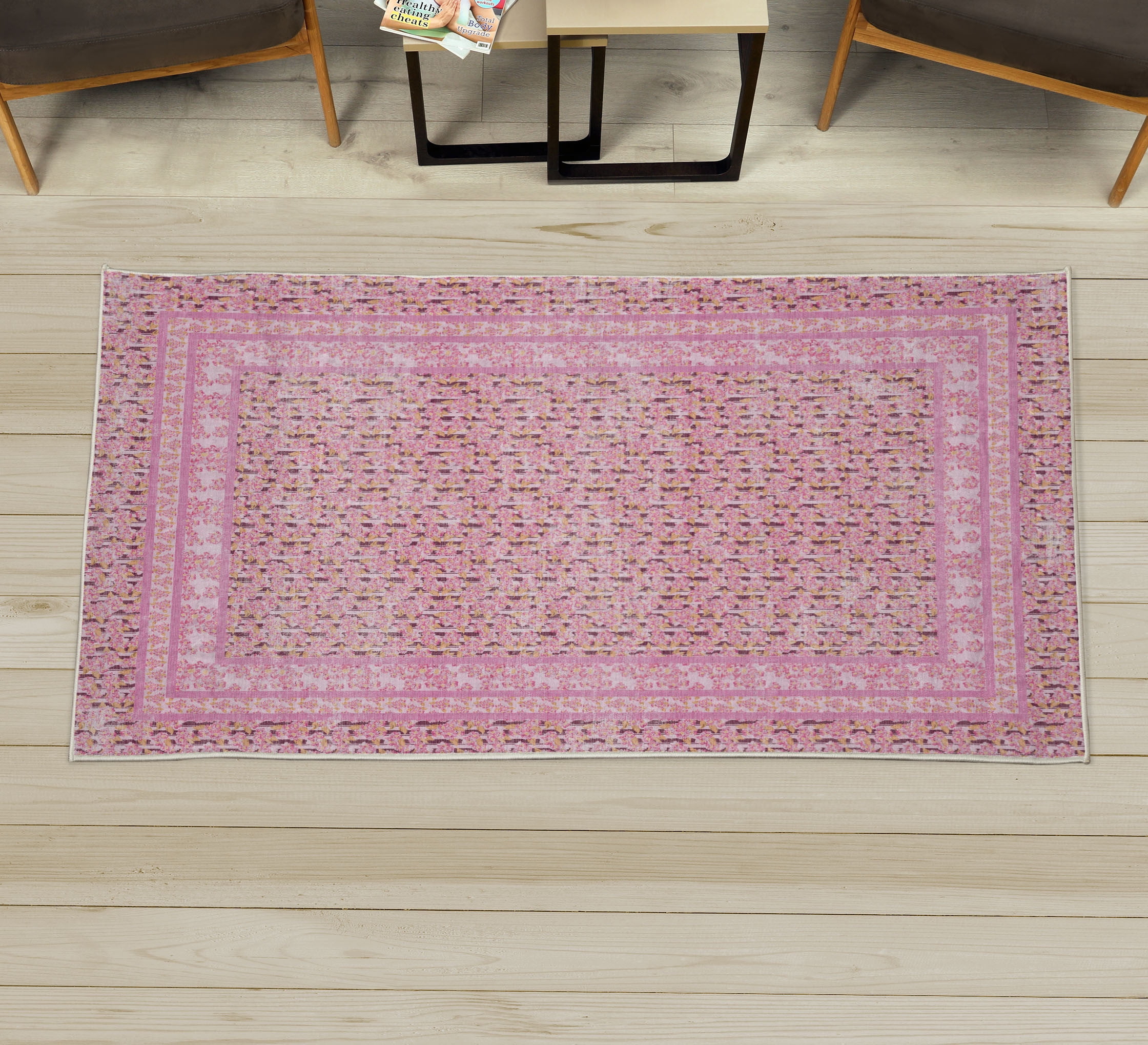 Floral Decorative Rug, Spring Concept Print of Flowers on Modern ...