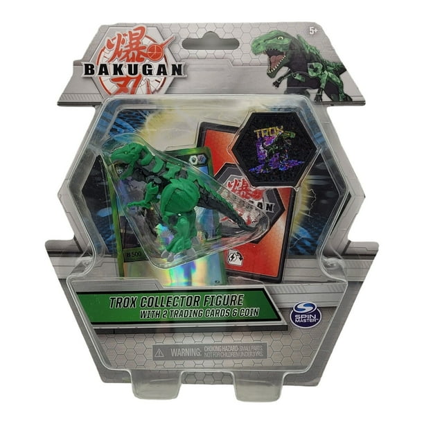 Bakugan Trox Collector Figure Green T Rex 2 Trading Cards Coin Spin ...
