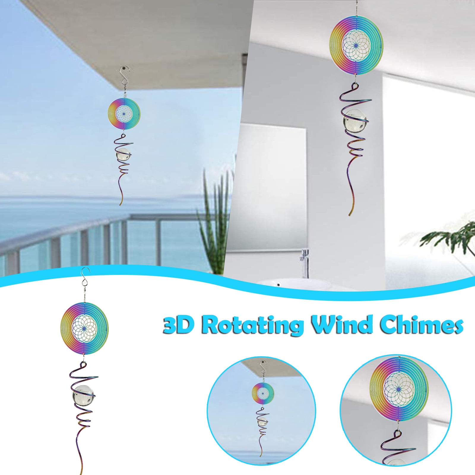 Agiferg Metal Wind Spinner-3D Hanging Rotating Wind Chimes Outdoor ...