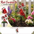 2D 11.81 Inch Red Cardinal Bird Flower Garden Stake,Metal Yard Art for ...