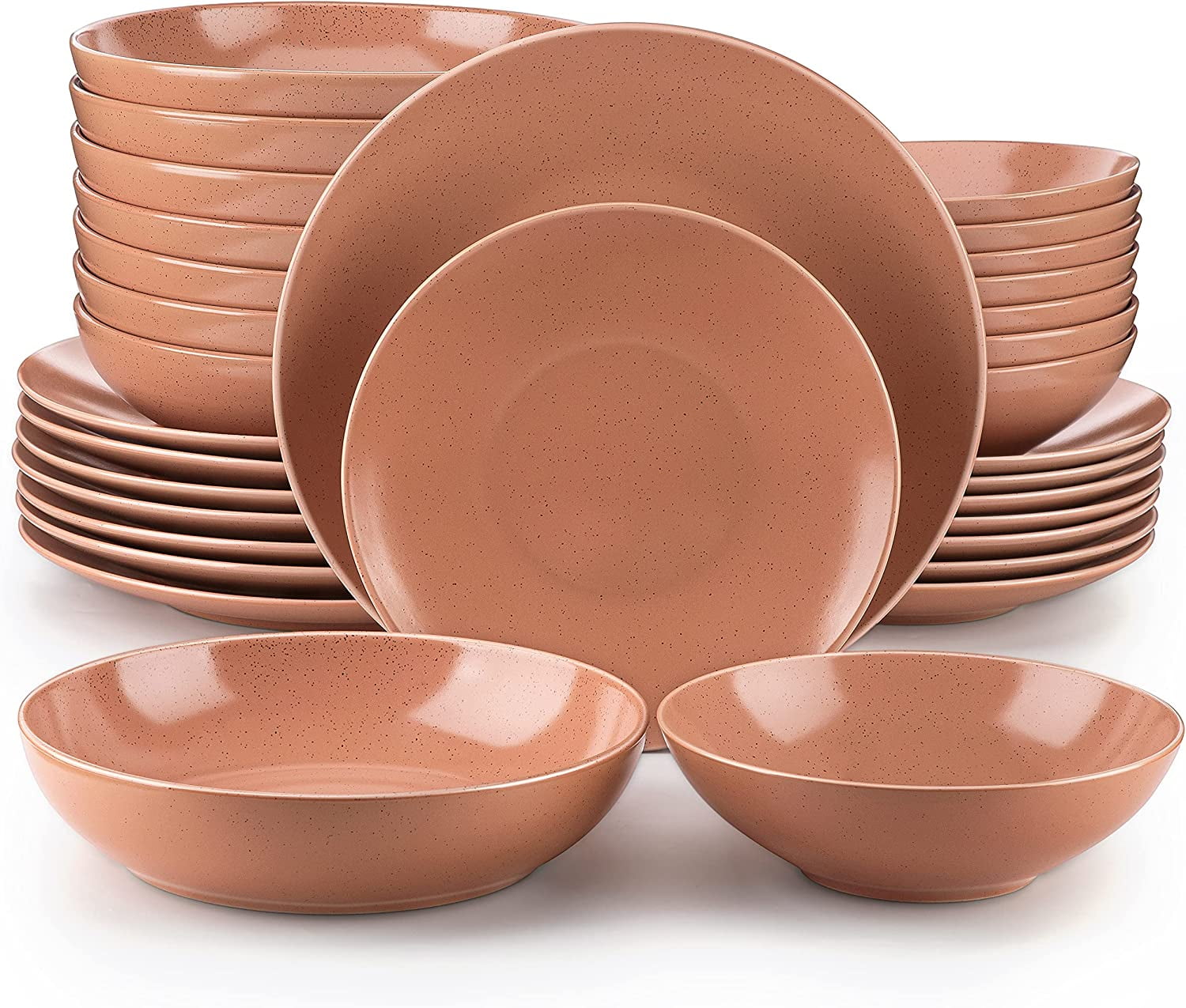 vancasso Sabine, 32 Pieces Stoneware Dinnerware Set, Orange Dish Plate ...