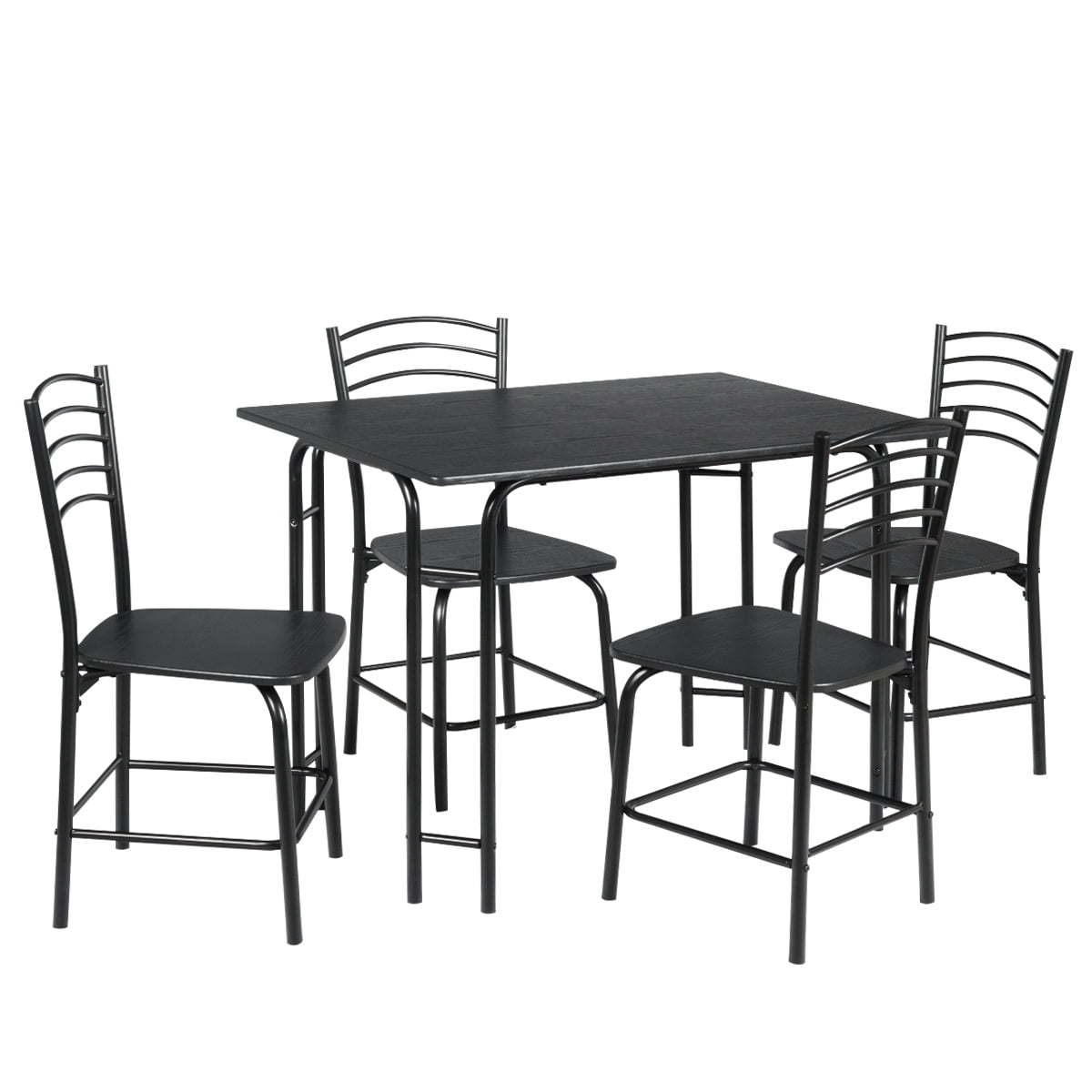 Topbuy 5 Pieces Dining Table and Chair Set Metal Frame Wooden Tabletop ...