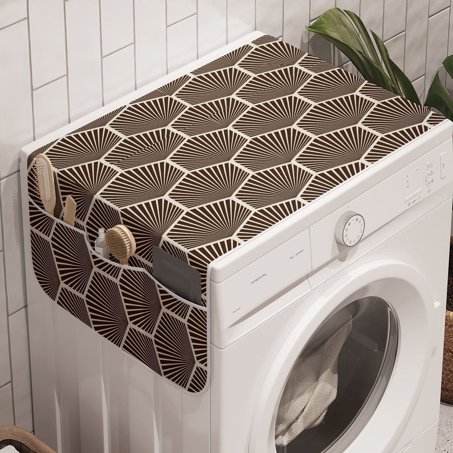 Geometric Washing Machine Organizer, Stripped Hexagon Pattern ...