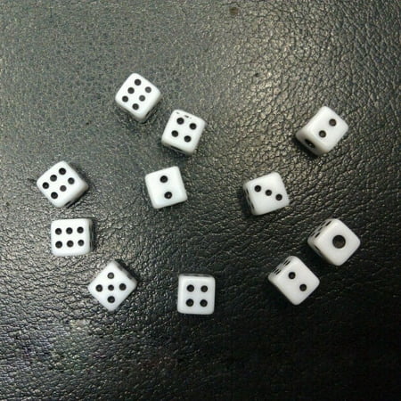 50 pieces of 8MM square corner dice with white background and all black ...