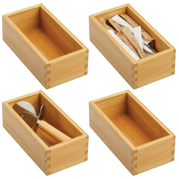 Mdesign Bamboo Storage Bin Container Drawer Organizer Crate Boxes For