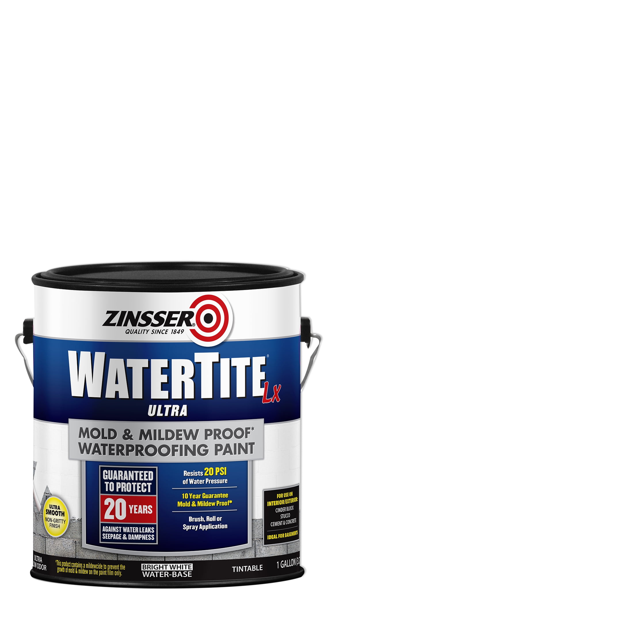 Bright White, Zinsser WaterTite-LX Ultra Matte Mold and Mildew-Proof ...