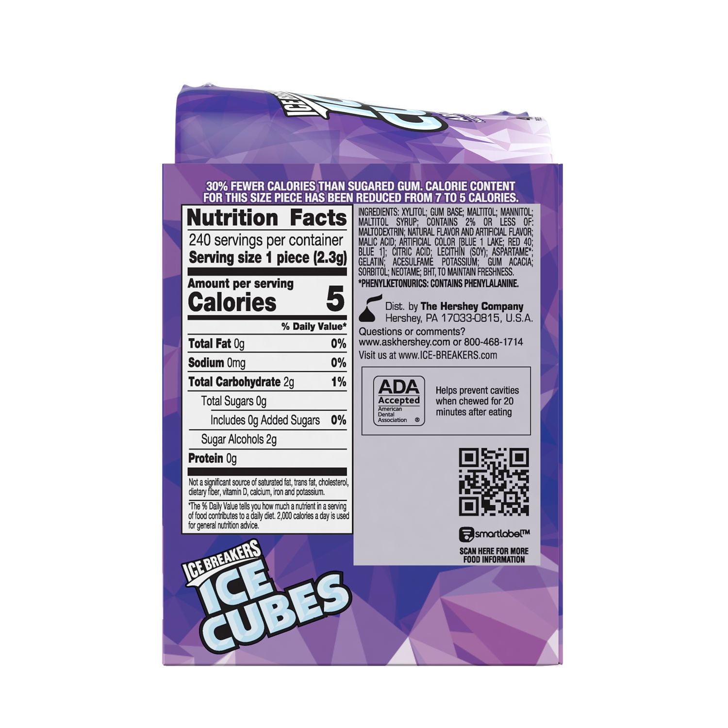 ICE BREAKERS, ICE CUBES ARCTIC GRAPE Sugar Free Chewing Gum, Made with ...