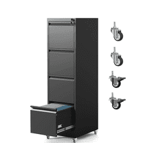 IKIMI 4-Drawer Vertical File Cabinets with Lock, Portable Rolling Metal ...