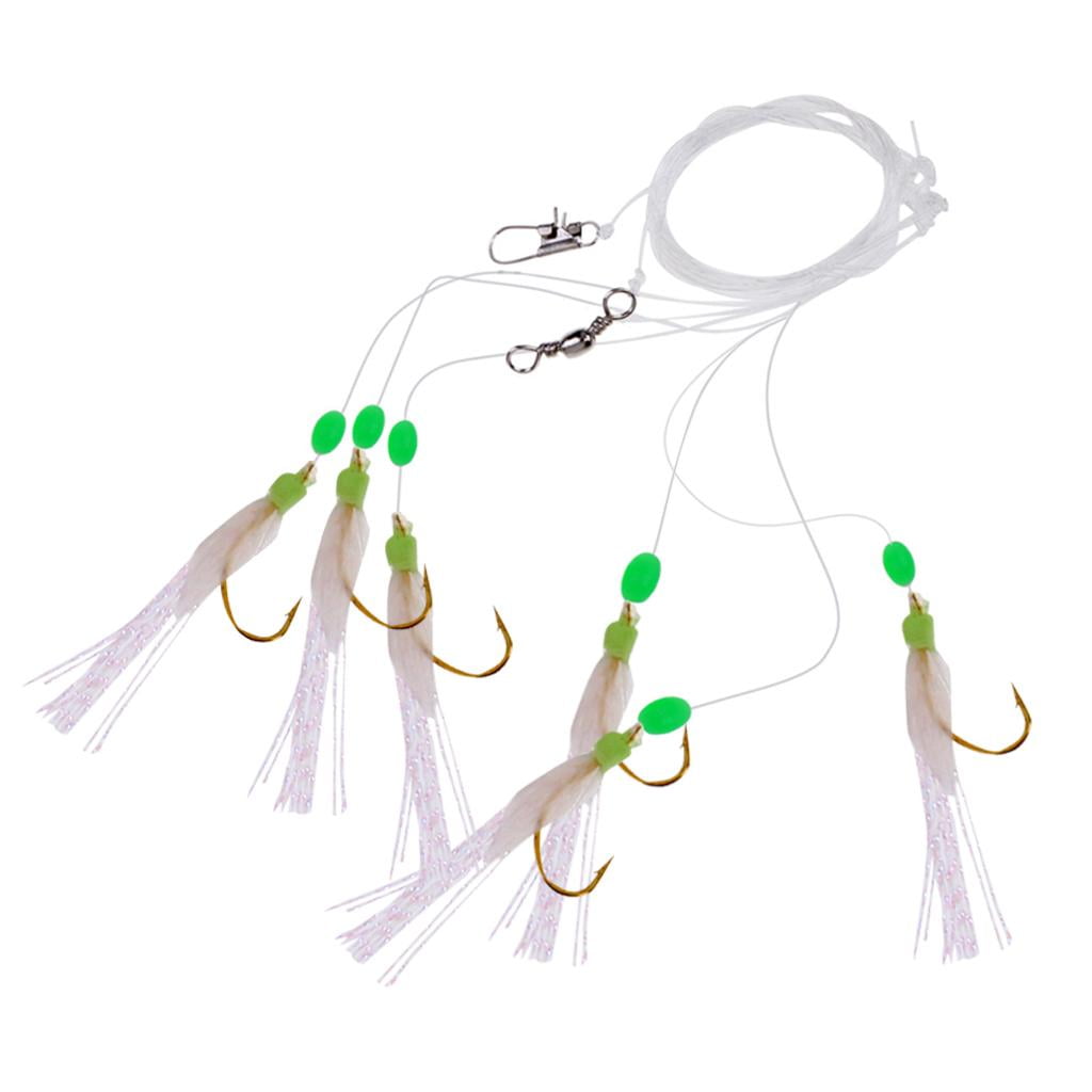 6 piezas Jigs Fishing Rig Live Tamaño 10 Hook Mixed Lure Rigs 14 Cola ...