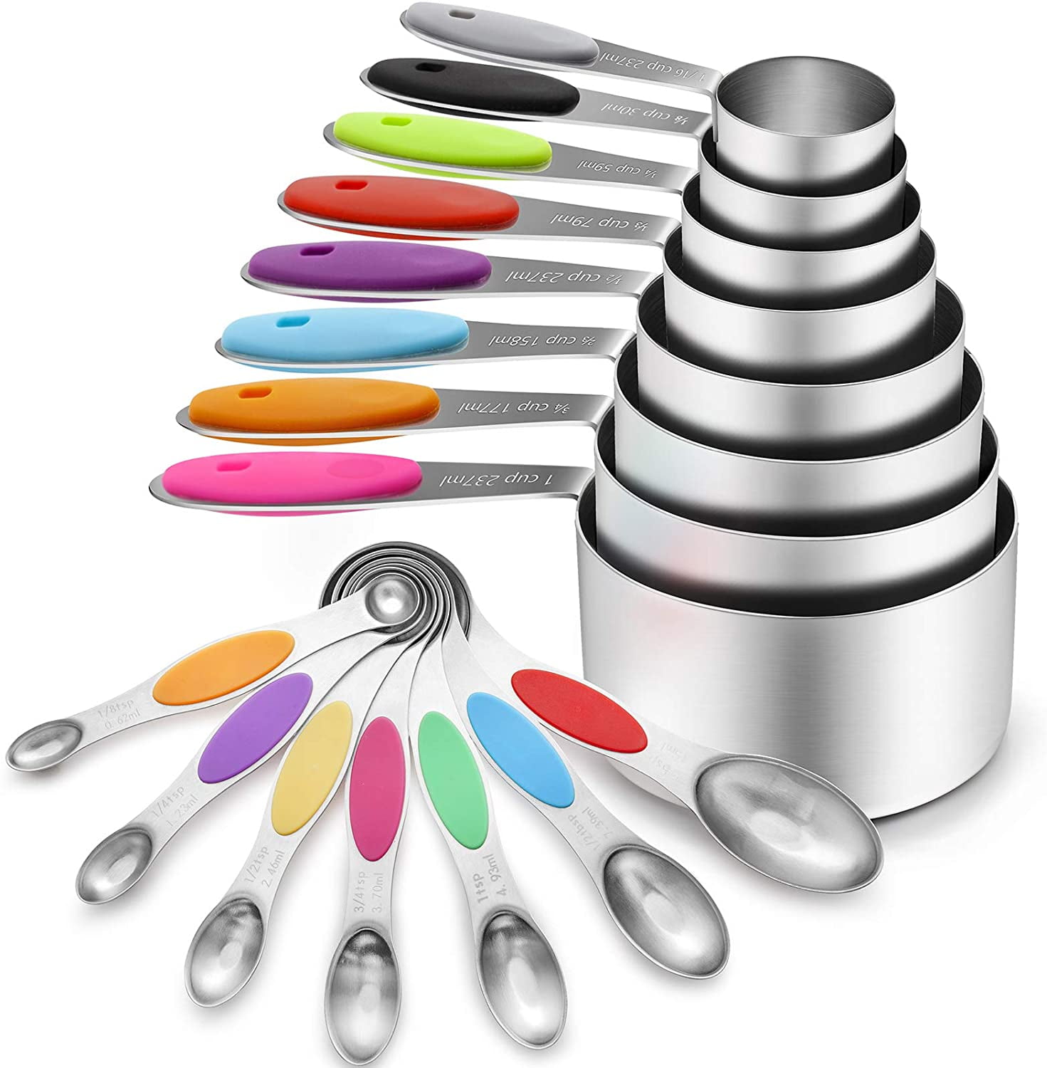 16 Pcs Stainless Steel Measuring Cups And Spoons Set YIHONG Metal