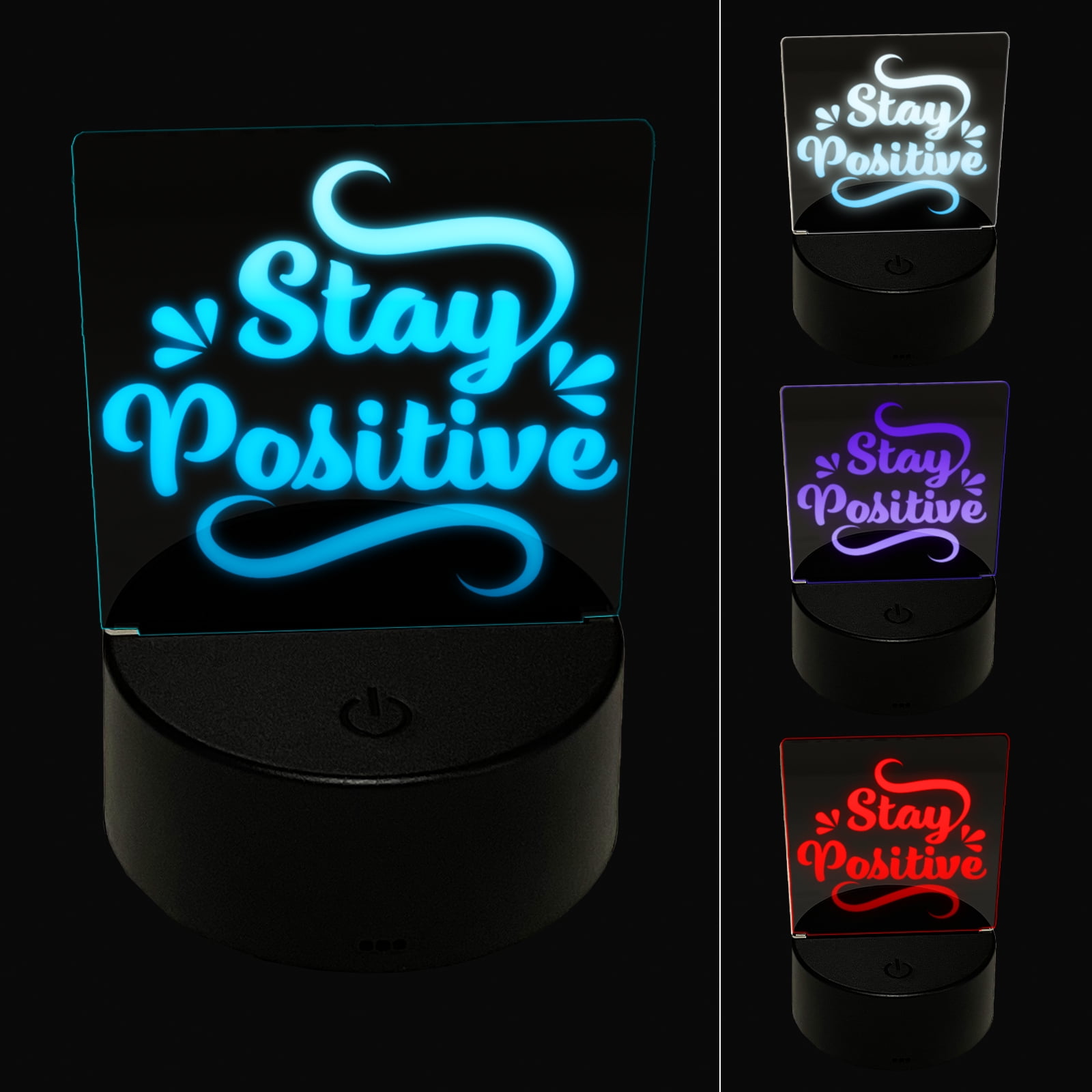 Stay Positive Motivational LED Night Light Sign 3D Illusion Desk ...