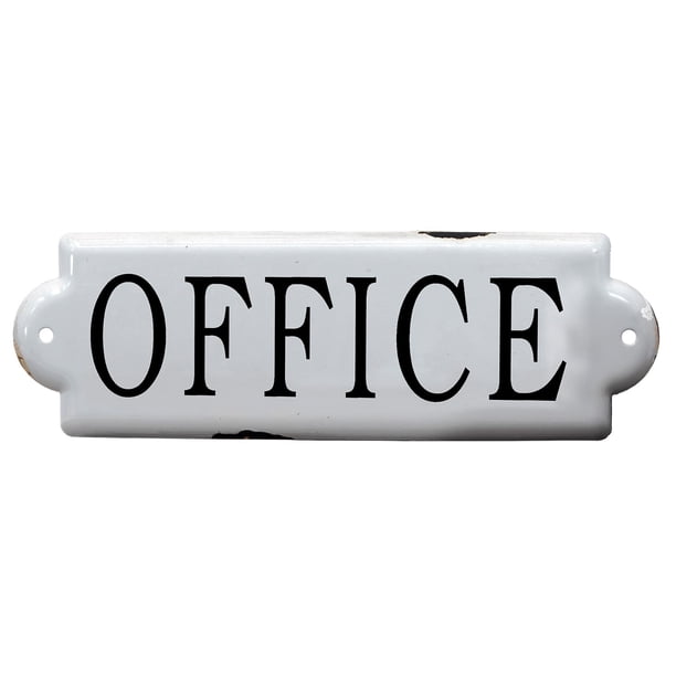 White Enameled Office Sign Metal 10 Inches - Walmart.com - Walmart.com