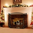 Gymax 3-Panel Fireplace Screen Foldable Wrought Metal Iron Mesh Fire ...