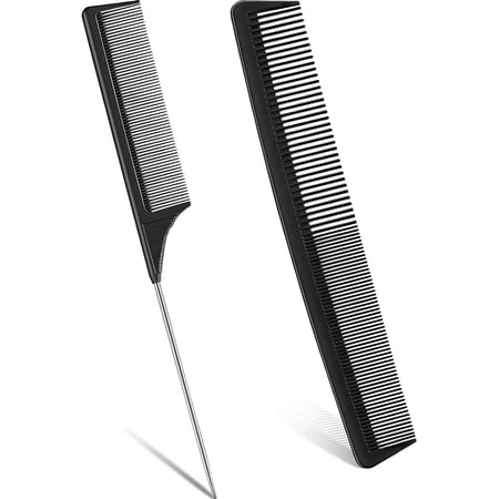 2 Pieces Black Cutting Combs Fine Tooth Combs Pin Tail Combs Carbon ...