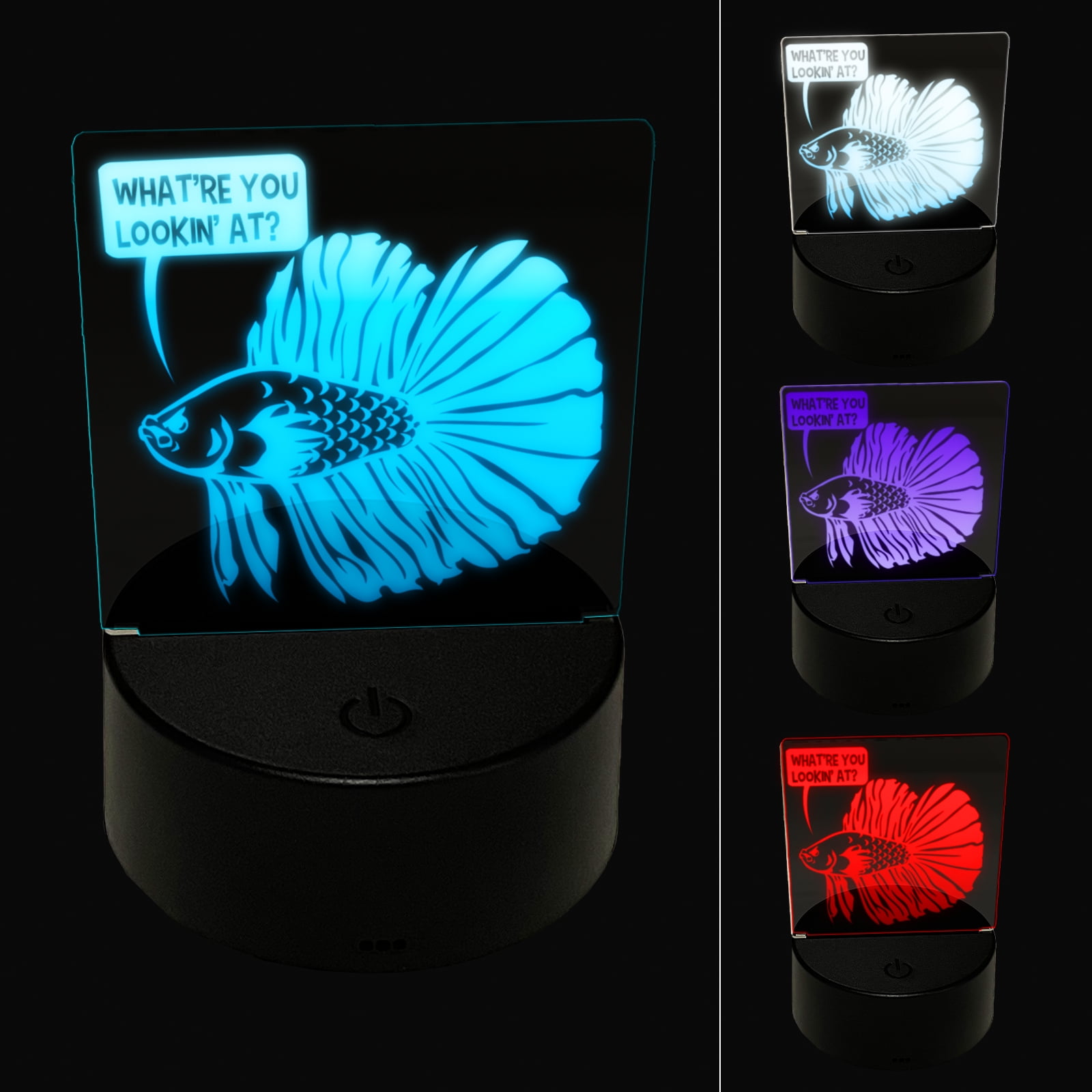 Angry Betta Fish Looking to Start Fight LED Night Light Sign 3D ...