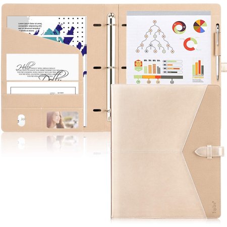3 Ring Binder (1'' Round Ring) Business Portfolio Folder for Interview ...