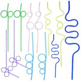 Dytern Party 12Pcs Party Curved Straws Beverage Drinking Straws Funny ...
