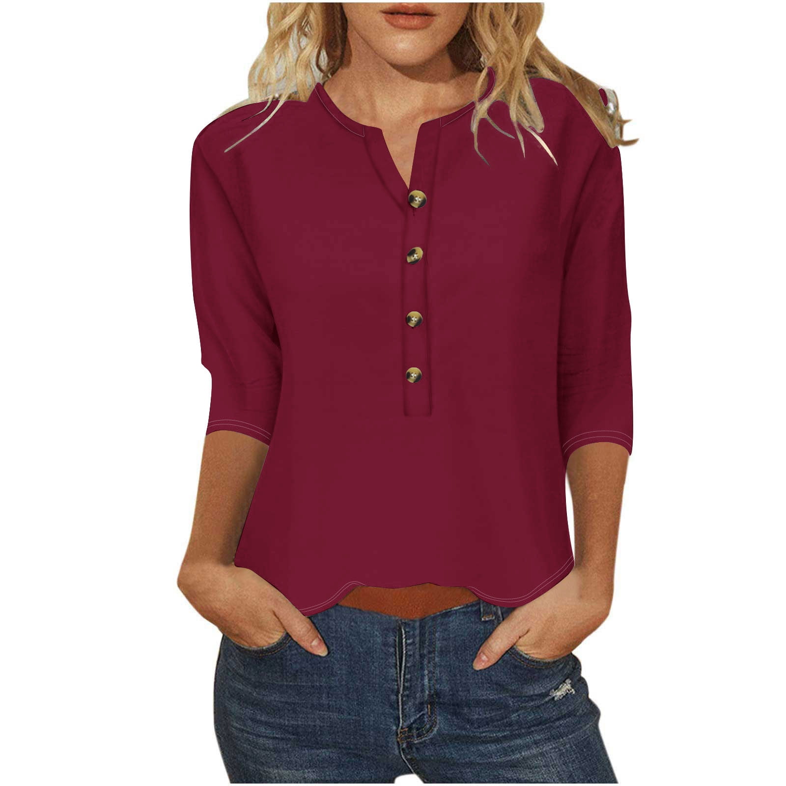 Click here for Jiuke 3/4 Length Sleeve Womens Tops Summer Casual... prices