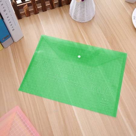 Shapeiony Transparent Grid Snap Button PVC Document Bags File Case ...