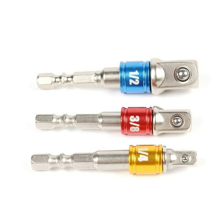 2 PACKS Hex Drill Power Bit Socket Drive Adapter Exension Set 1/4" 3/8 ...