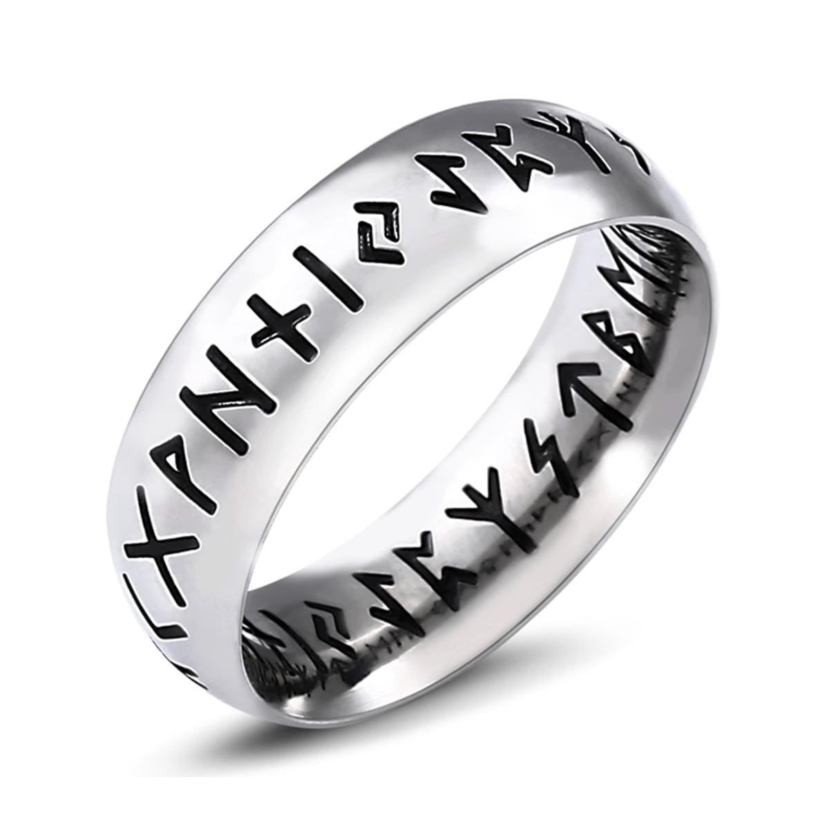 Silver Nordic Ring The Elder Futhark Ring Viking Wedding Jewelry Norse ...