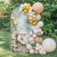 Arch Backdrop 6 Ft, White Golden Floral Spandex Stretch Fitted Arch ...