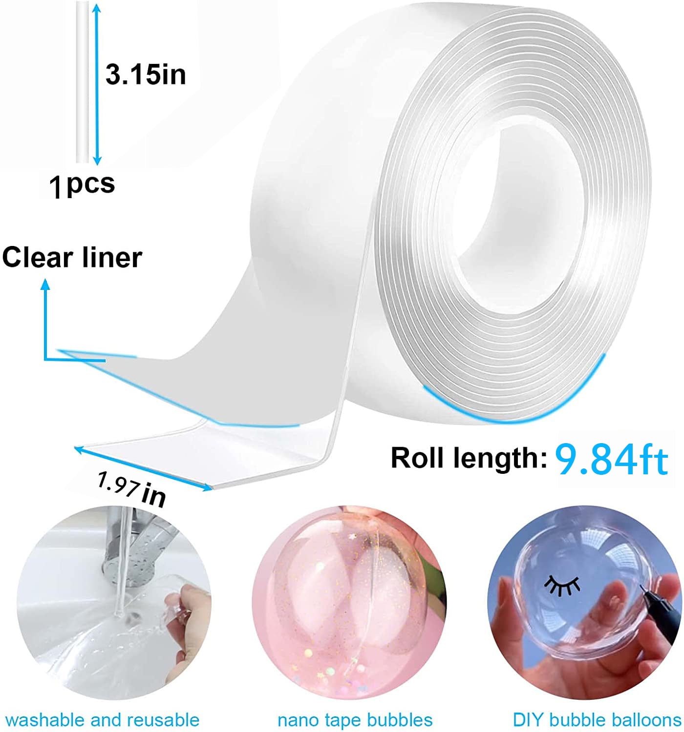 Nano Tape Bubbles Kit, Double Sided Tape Magic Plastic Bubbles Balloon ...