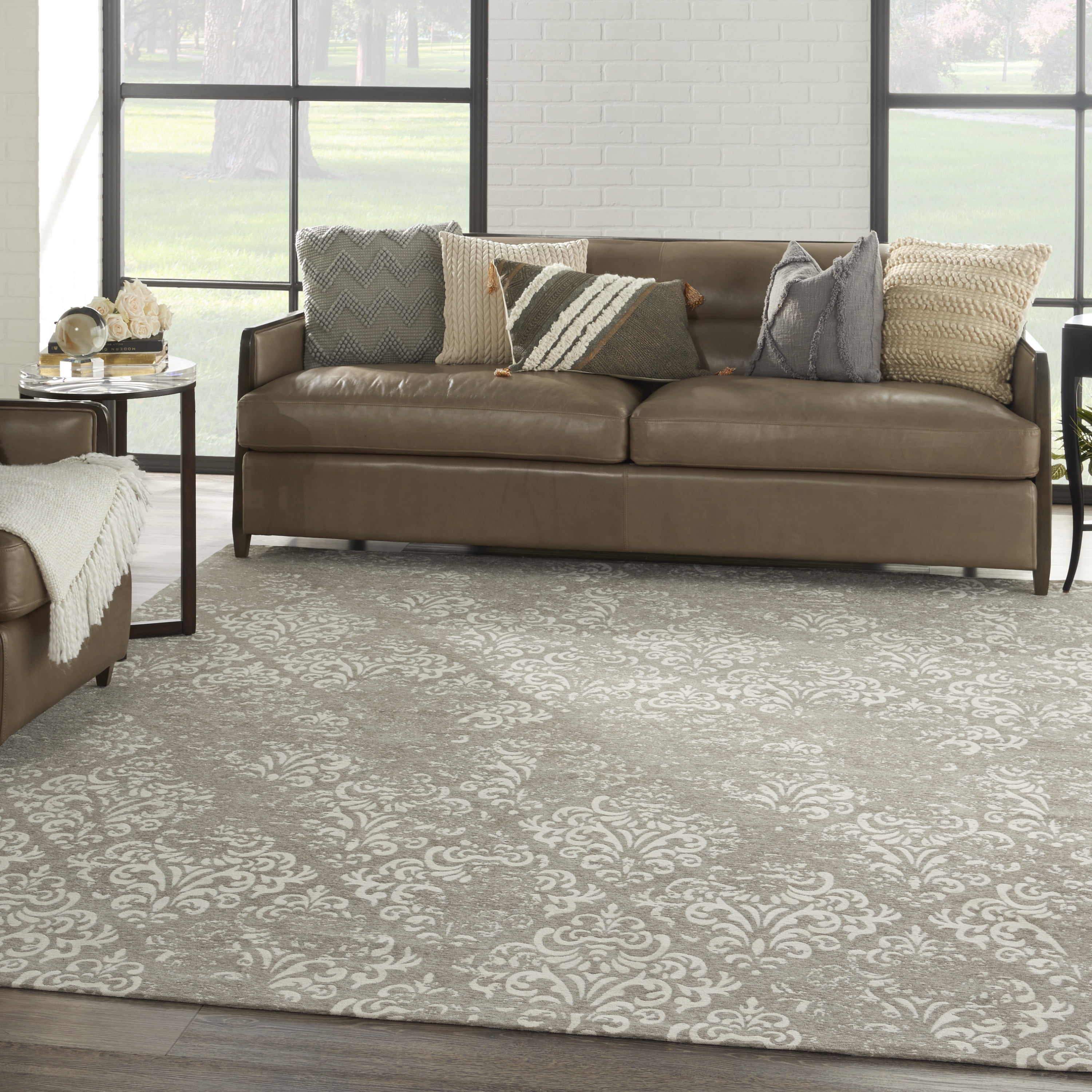 Nourison Damask Vintage Ivory/Grey 8' x 10' Area Rug, (8x10) - Walmart.com